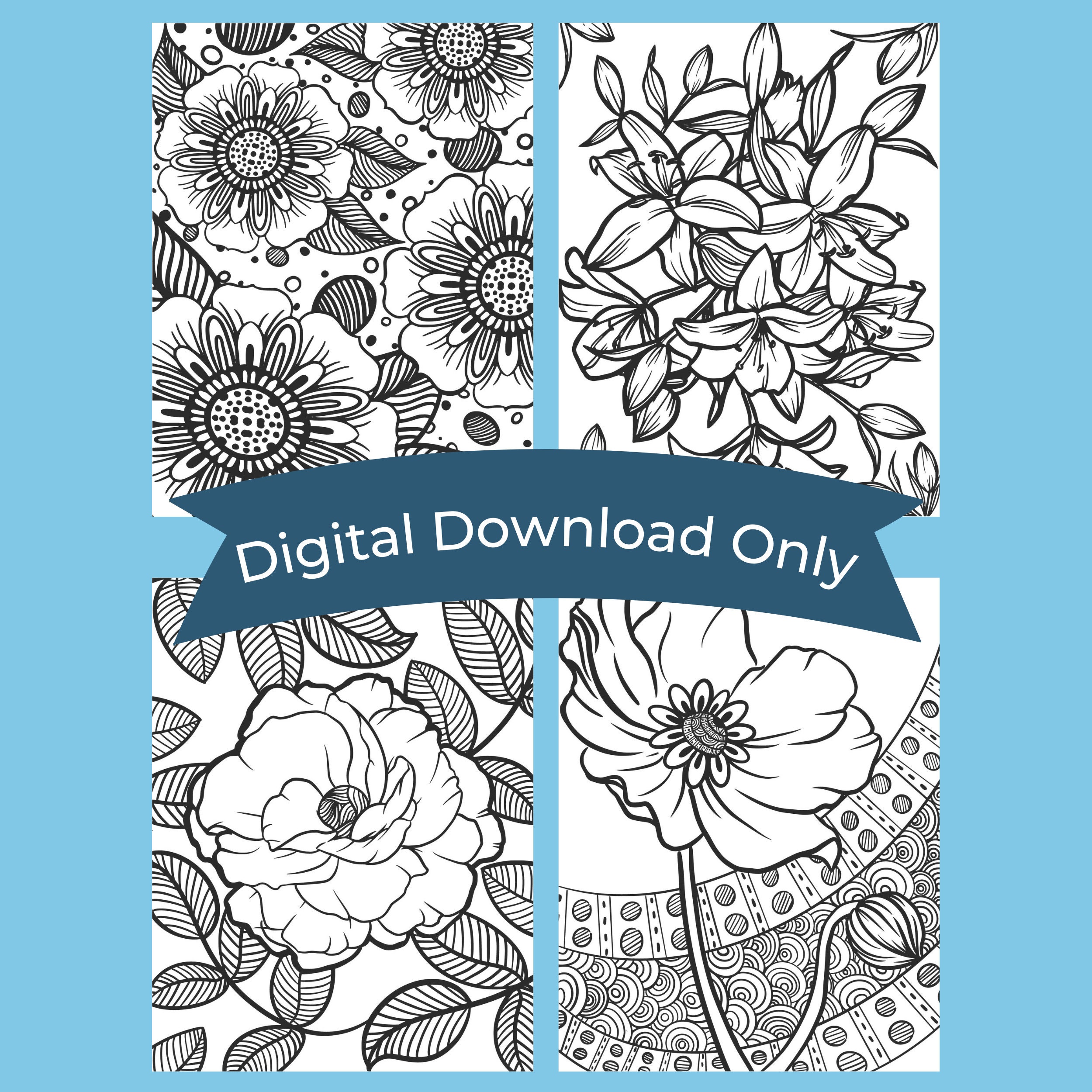 20 Beautiful Floral Coloring Pages for Adults and Kids Alike! Printable ...