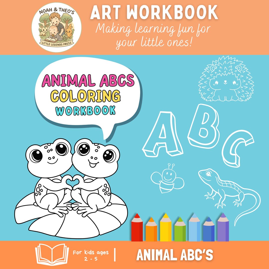 Animal Abcs Coloring Book for Kids - A to Z Alphabet Letters DIGITAL ...