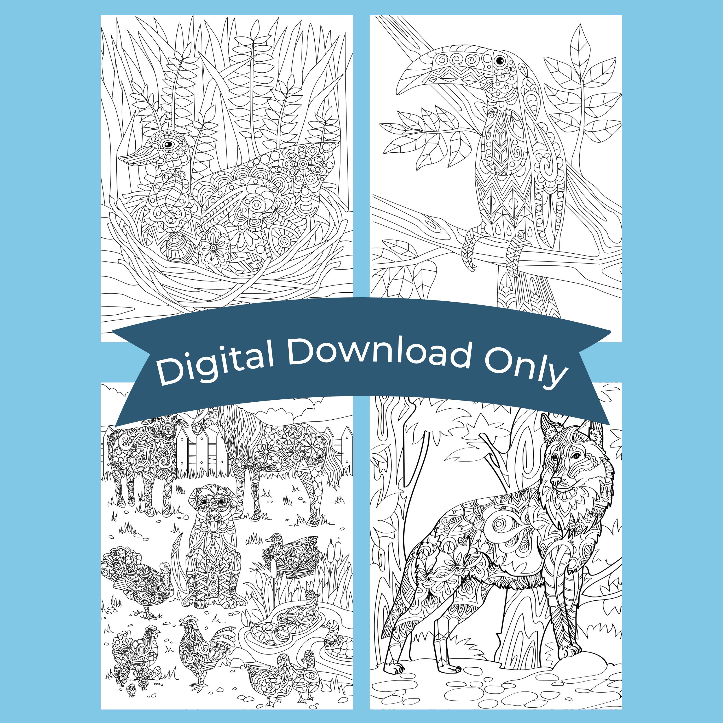 20 Beautiful Mosaic Animal Coloring Pages - Stunning Designs for Adults ...