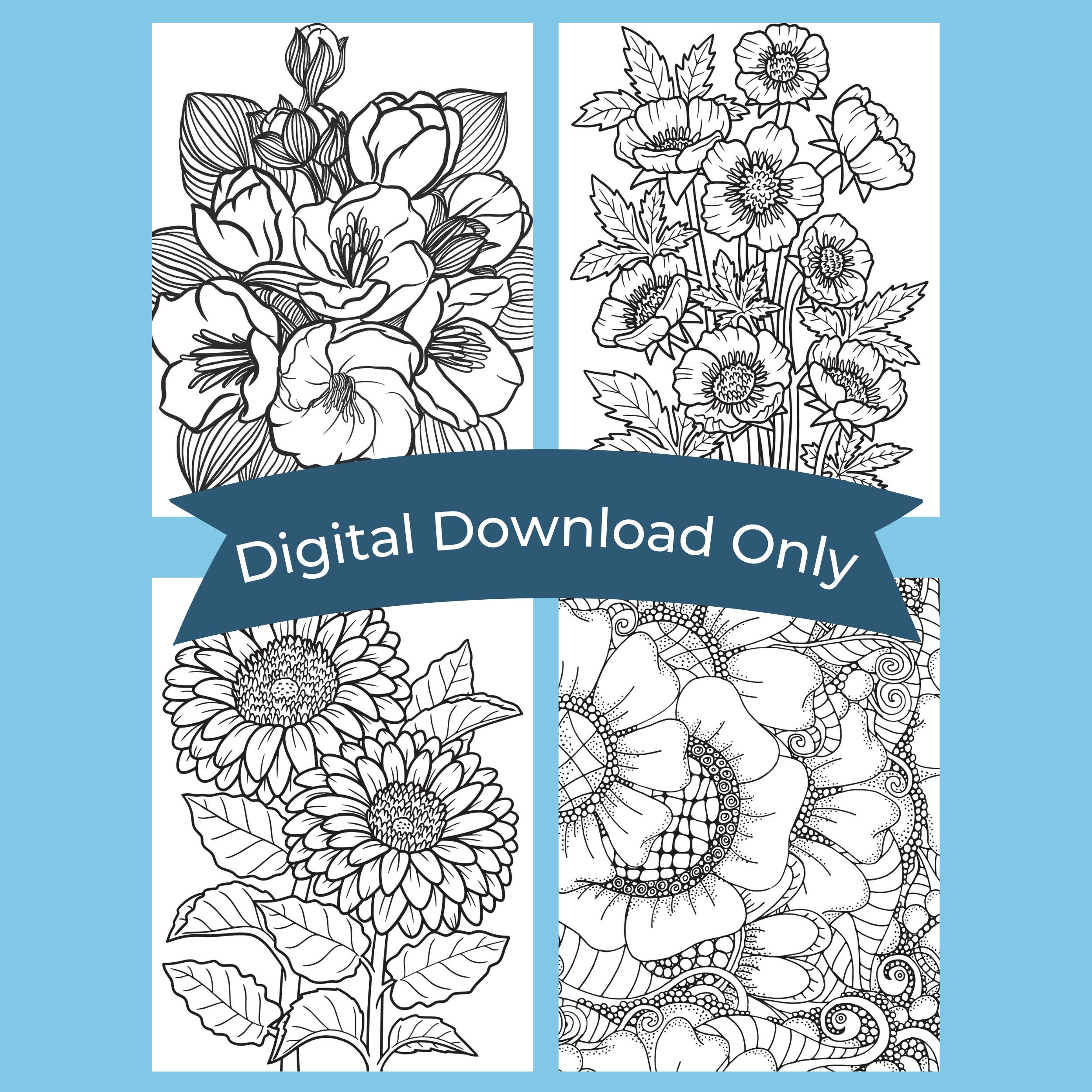20 Beautiful Floral Coloring Pages for Adults and Kids Alike! Printable ...