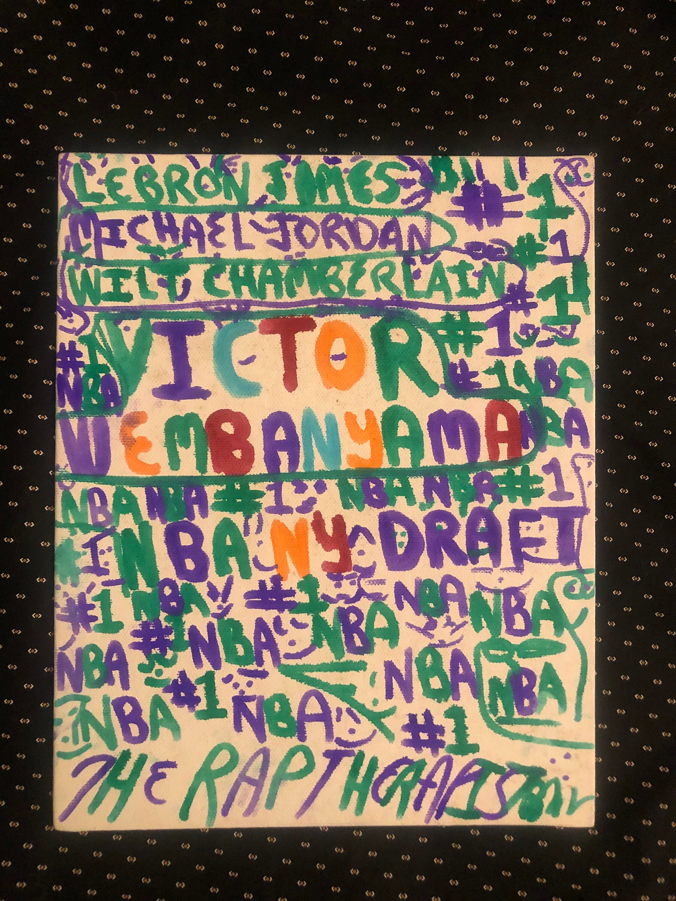 NBA Victor Wembanyama Art Signed Spaceship Blake Levine Michael Jordan ...