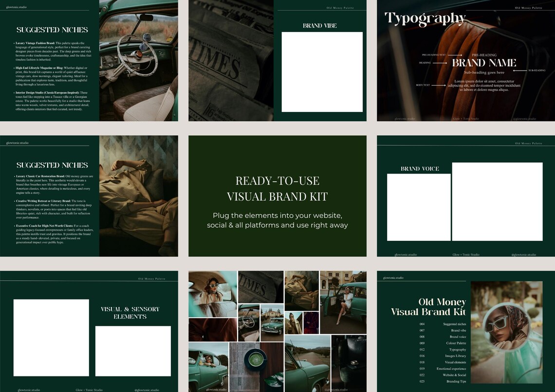 Old Money Emerald Green Complete Brand Guide | Ready-to-use With Colors ...