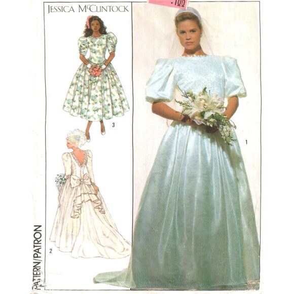 Vintage 1989 Simplicity 9050 Wedding Gown Sewing Pattern - Jessica ...