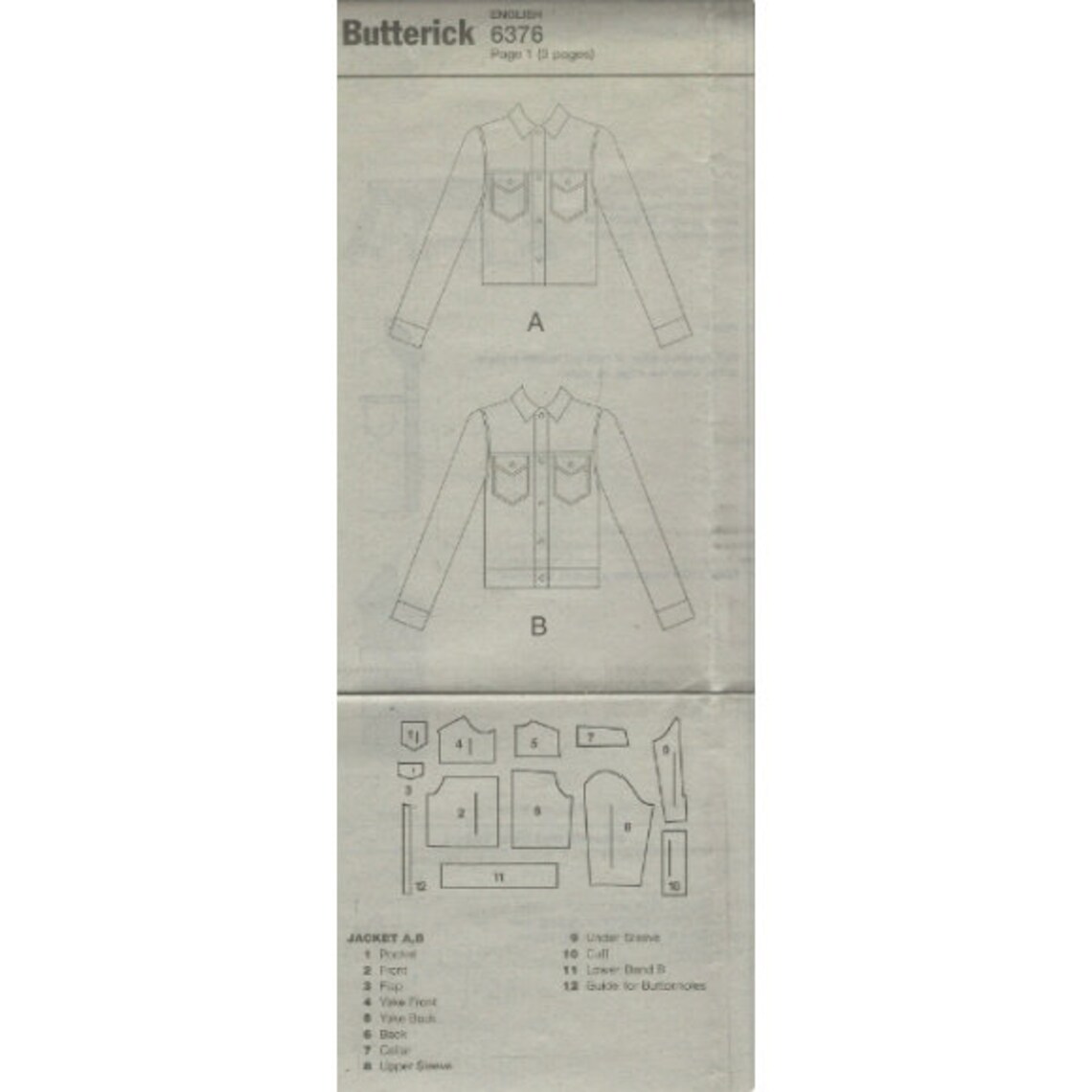 Vintage ©2001 - Butterick 6376 Sewing Pattern - Misses Denim Style ...