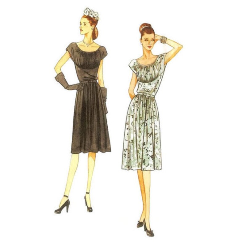 Vintage ©1946 Reproduction Vogue 8728 Dress & Belt - Size 8-10-12-14 - Etsy