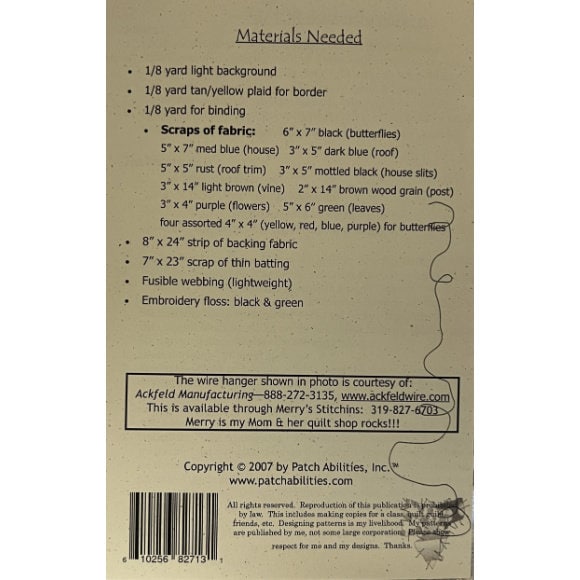 Patch Abilities Quilt Pattern - Butterfly Haven- Size - 6" X 22" - Etsy