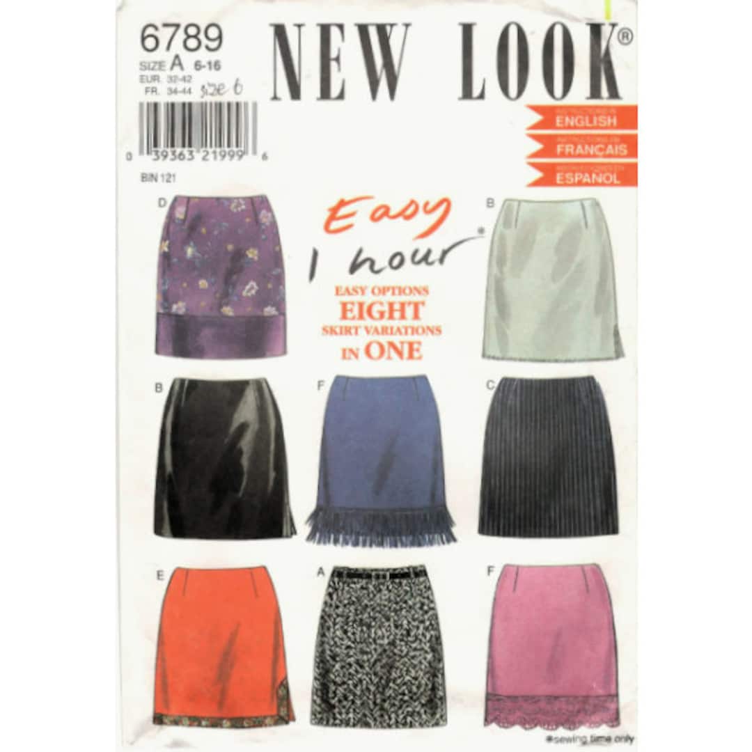 Vintage New Look 6789 Sewing Pattern, Misses' Skirt, Easy 1 Hour Eight ...