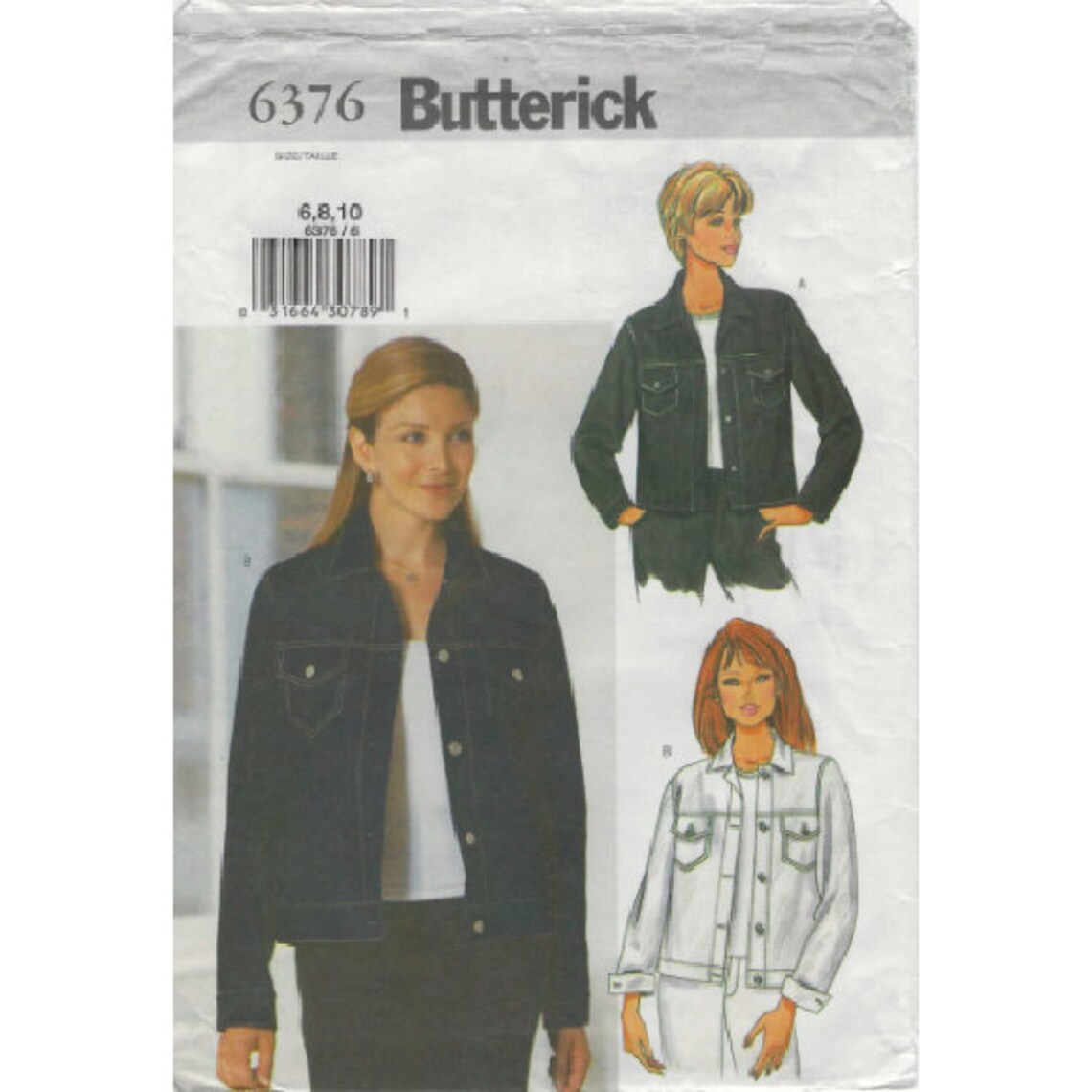 Vintage ©2001 - Butterick 6376 Sewing Pattern - Misses Denim Style ...