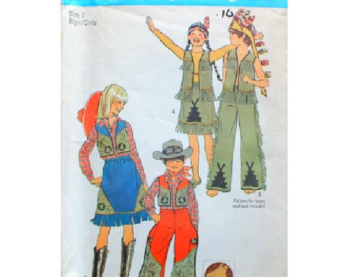 Vintage ©1970's Simplicity 7161 Sewing Pattern - Cowboy, Cowgirl ...