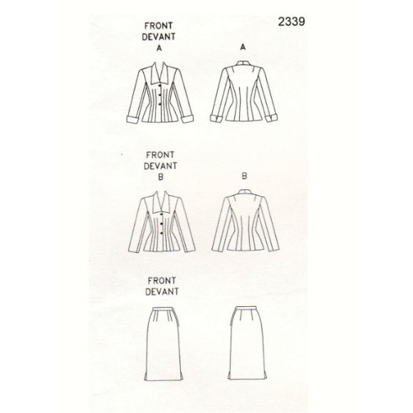 Vintage ©1948 Reproduction Vogue 2339 Couture Jacket & Skirt Suit ...