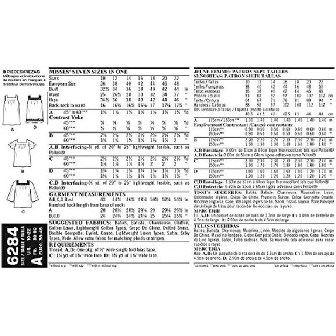 New Look 6284 Sewing Pattern Misses' Pullover Top in Two Lengths - Size ...