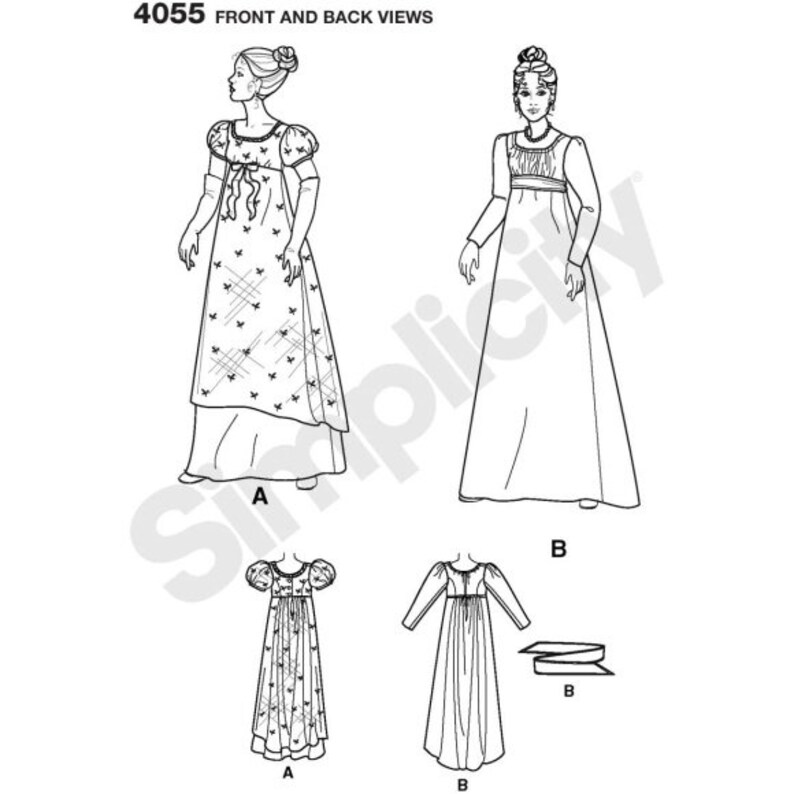Simplicity 4055 Sewing Pattern Historical Regency Dresses - Etsy