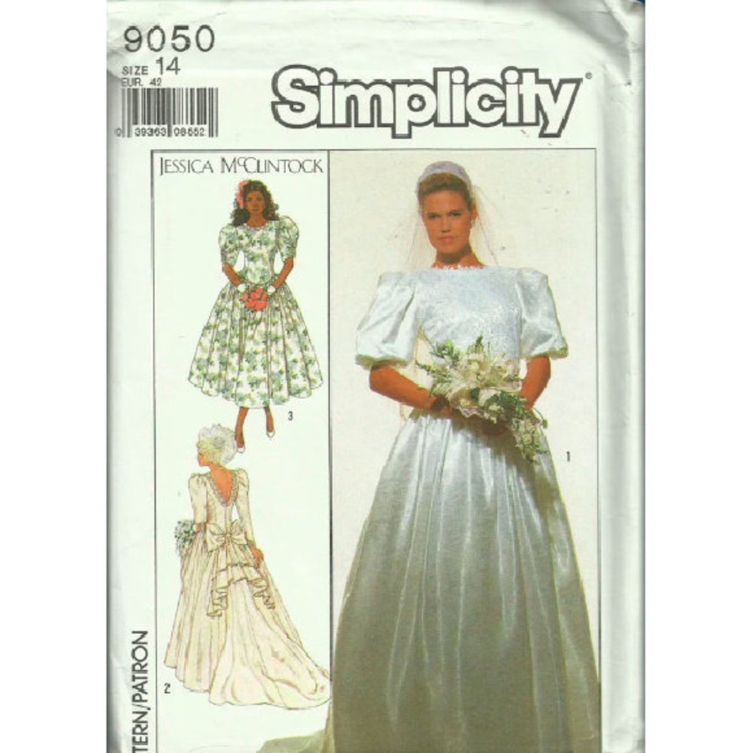 Vintage 1989 Simplicity 9050 Wedding Gown Sewing Pattern - Jessica ...