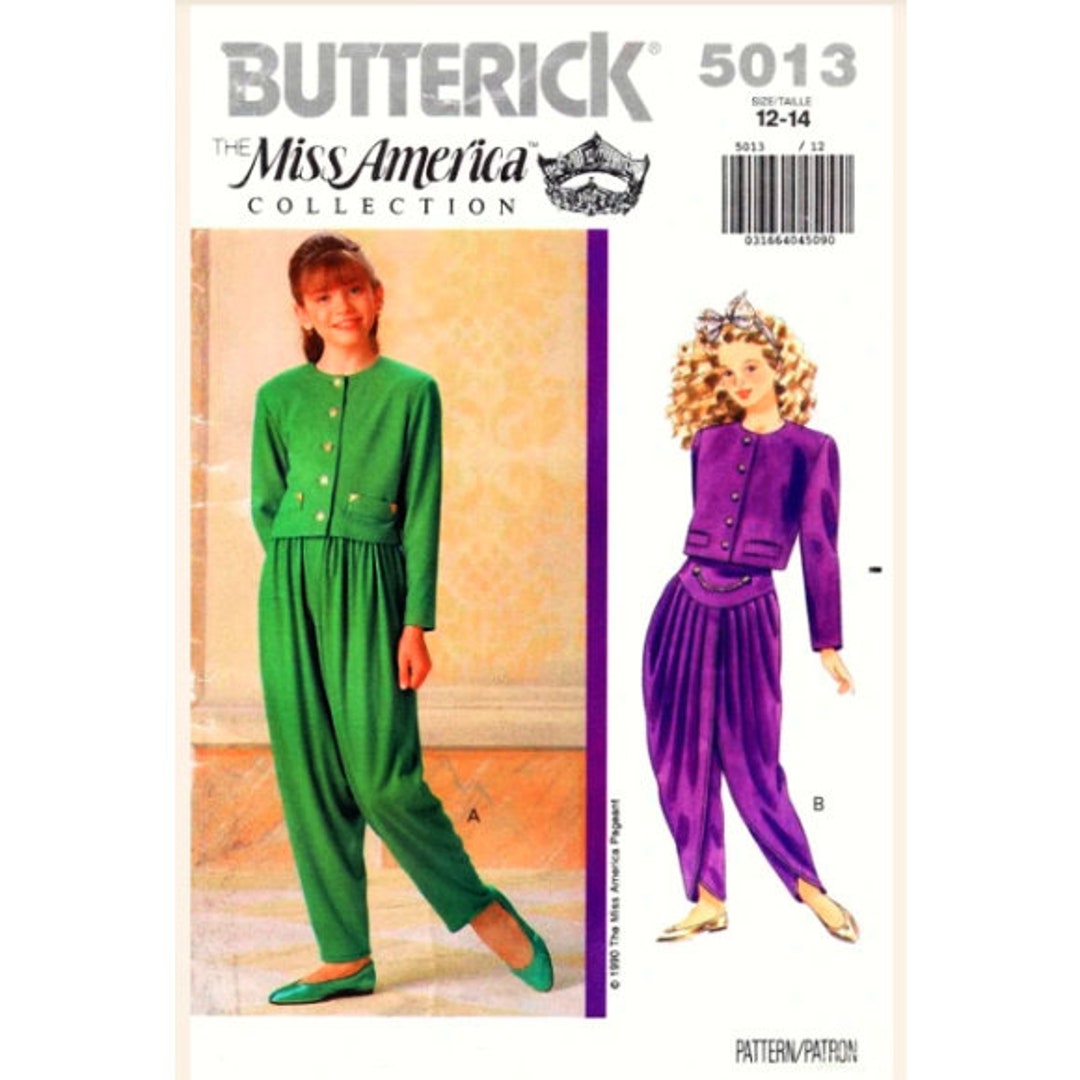 Vintage 1990 Butterick 5013 Sewing Pattern: Girls Harem Pants Bolero ...
