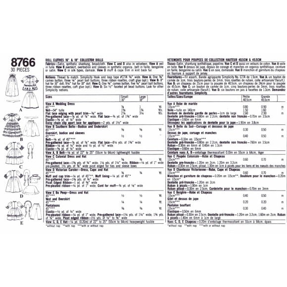Vintage ©1993 Simplicity 8766 - American Girl Doll Clothes Pattern - 16 ...