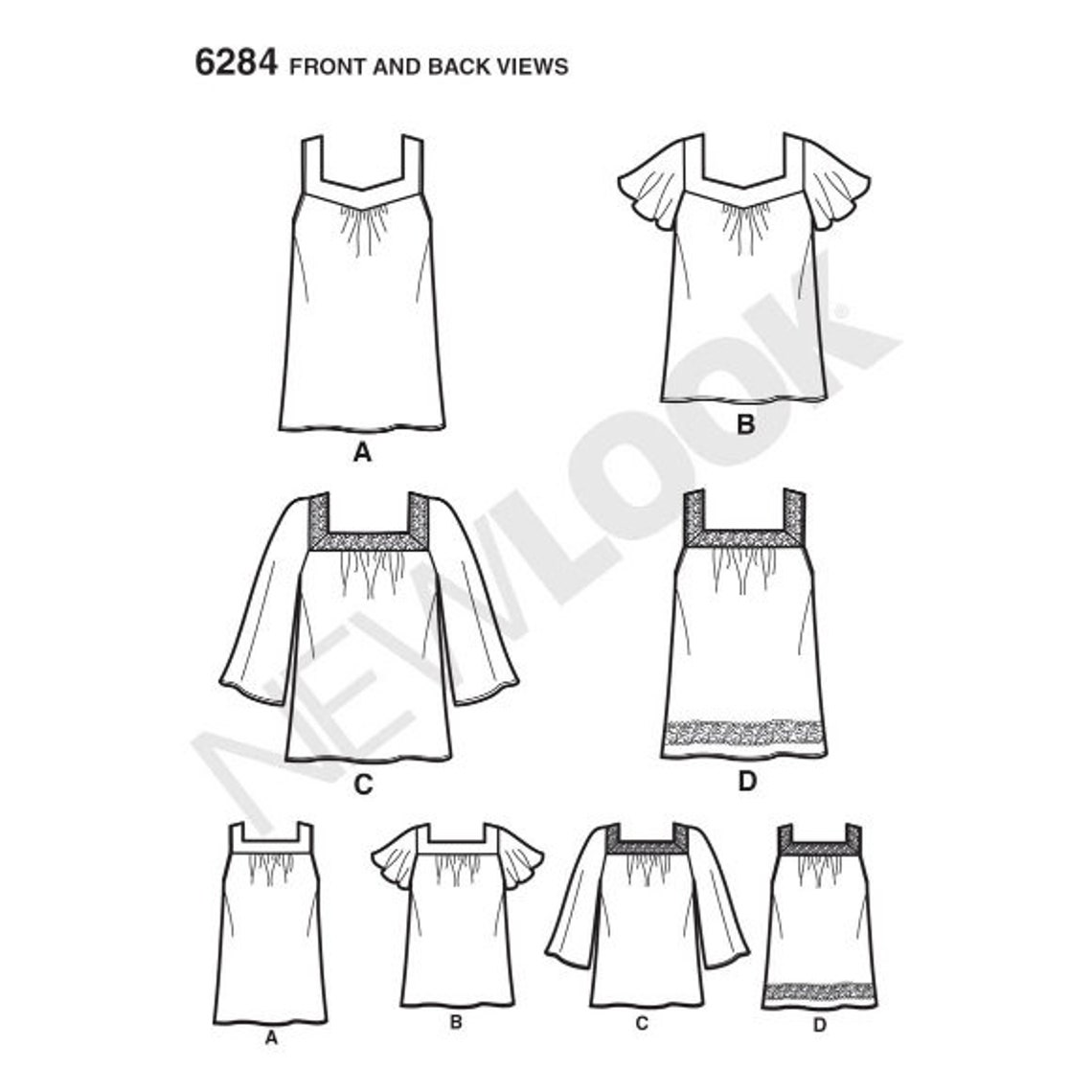 New Look 6284 Sewing Pattern Misses' Pullover Top in Two Lengths - Size ...