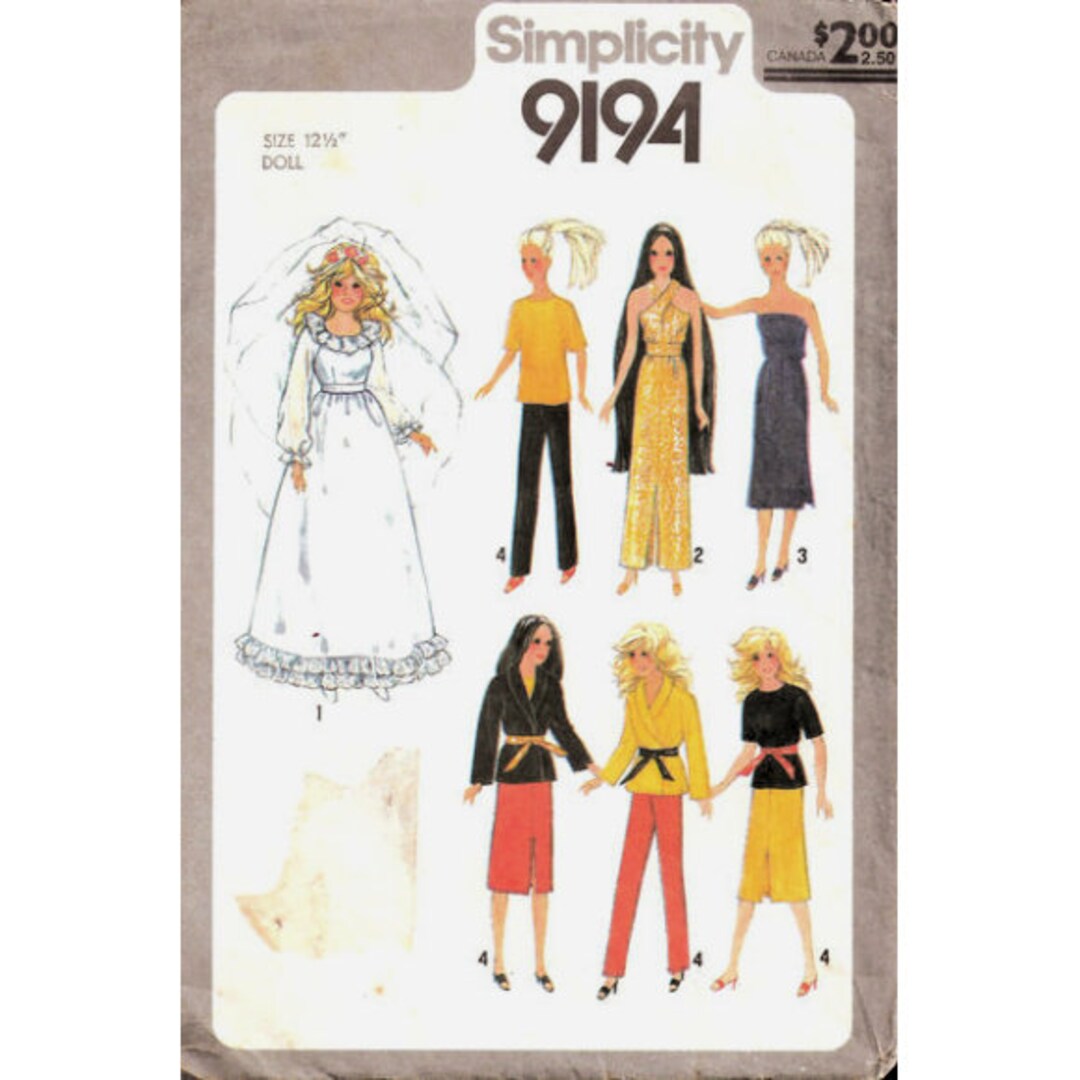 Vintage ©1979 Simplicity 9194 Wardrobe Will Fit Barbie - Etsy