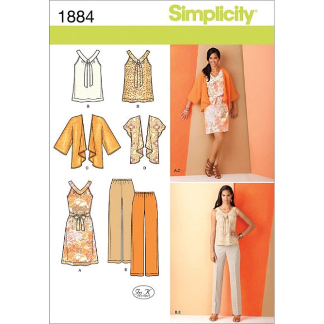 Simplicity 1884 Sewing Pattern Pullover Dress or Top, Pull-on Pants and ...