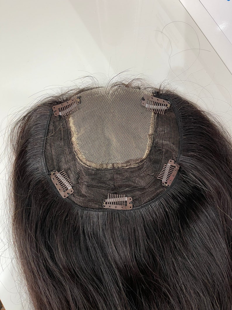 Human Hair Toppers for Woman Lace Front Toppers Remy Hair Dark Brown ...