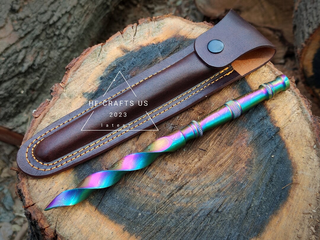 Handmade Damascus Steel Tri Edge Dagger ,anodized Multi Colour Tri Edge ...