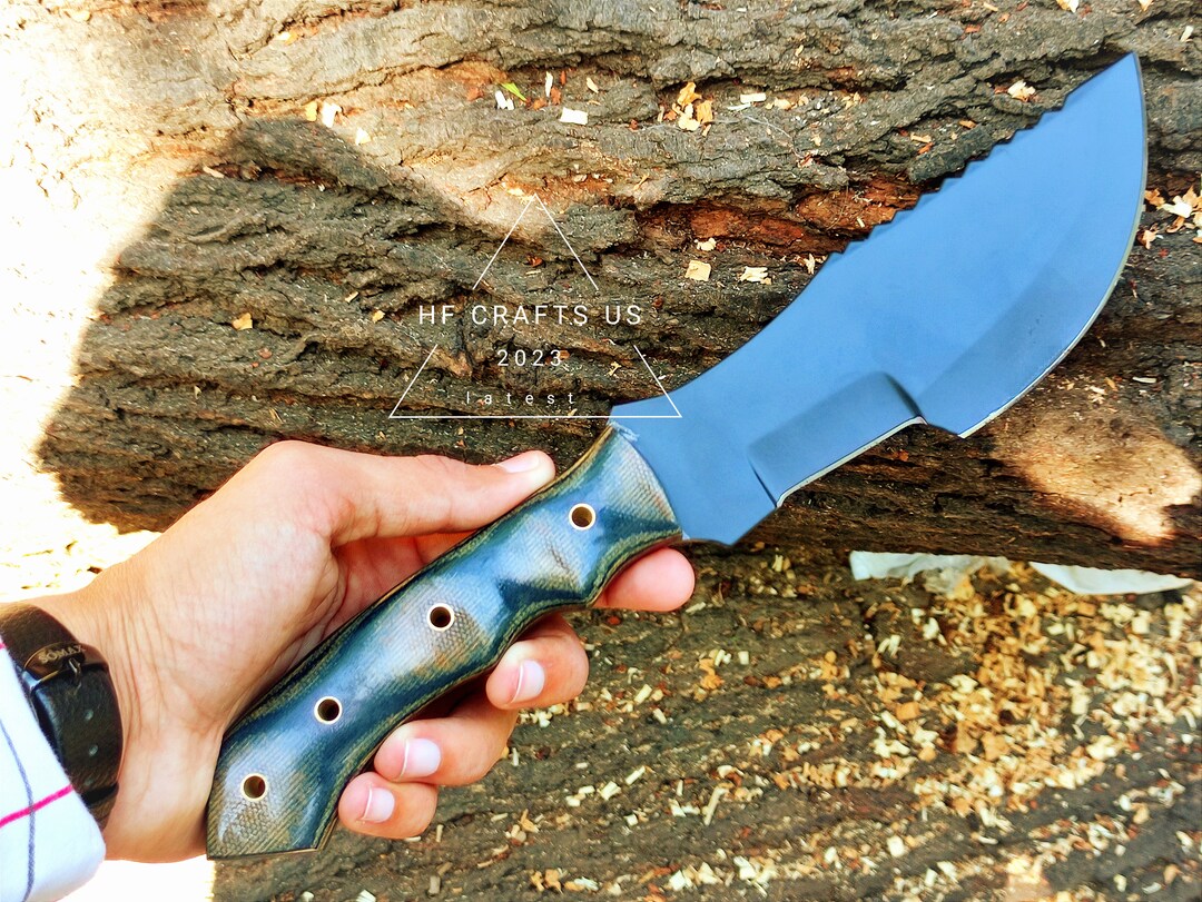 Handmade Tracker Knife,tactical Knife Powder Coated Carbon Steel Blade ...