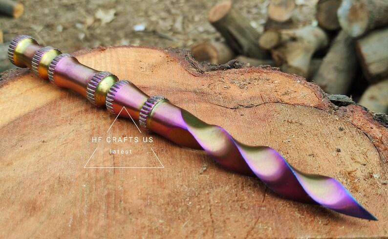 Handmade Damascus Steel Tri Edge Dagger ,anodized Multi Colour Tri Edge ...