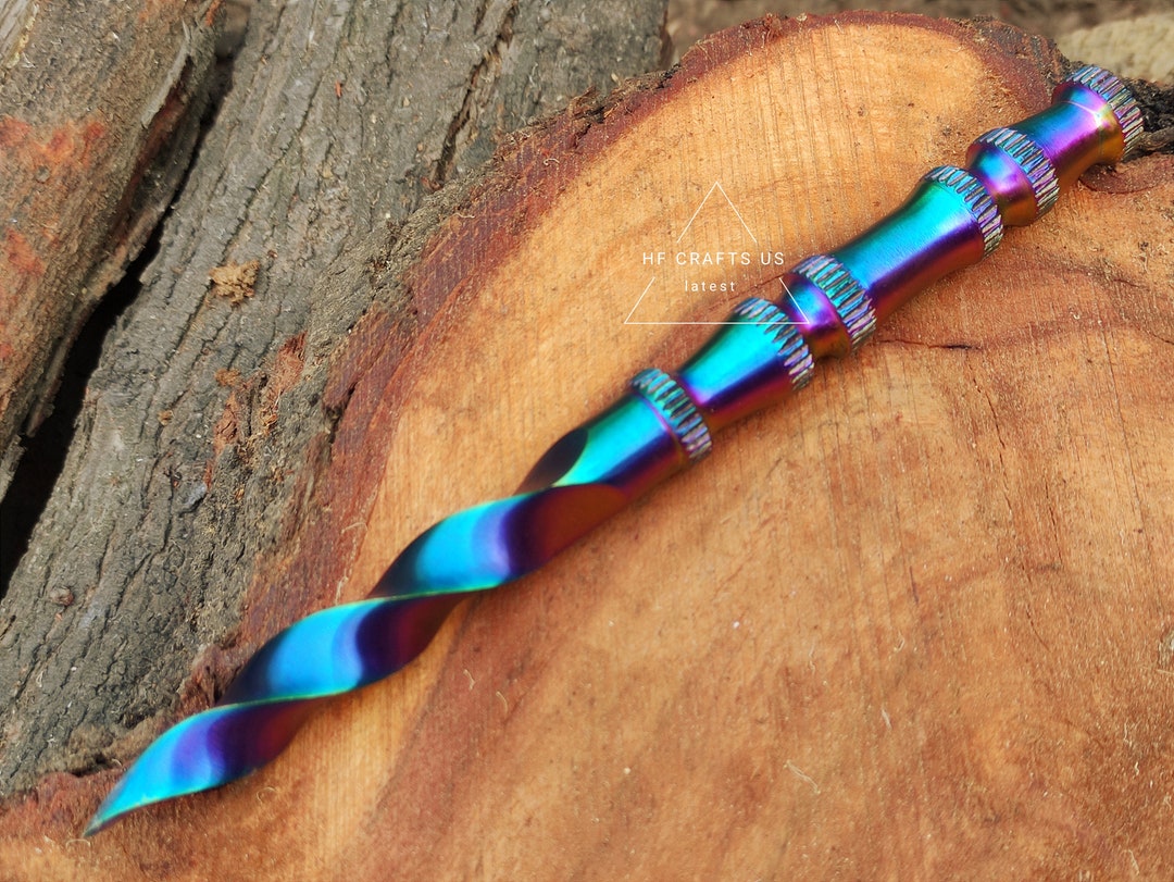 Handmade Damascus Steel Tri Edge Dagger ,anodized Multi Colour Tri Edge ...