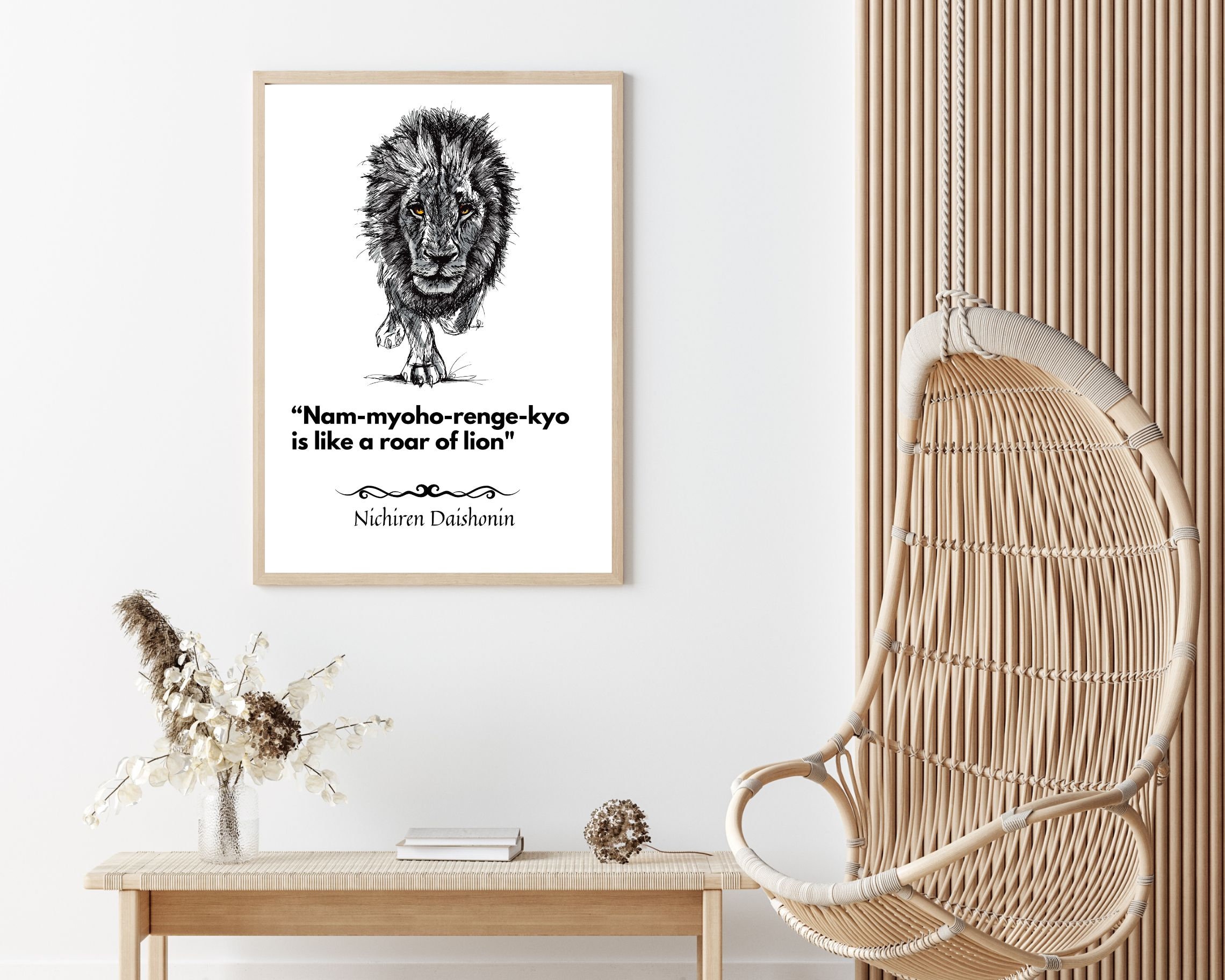 Lion Chanting Nam Myoho Renge Kyo Pritable Wall Art in High Resolution ...