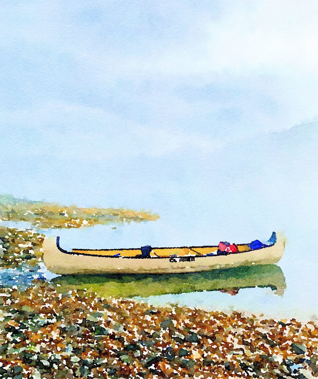 Canoe Watercolor Art Print Digital Download - Etsy