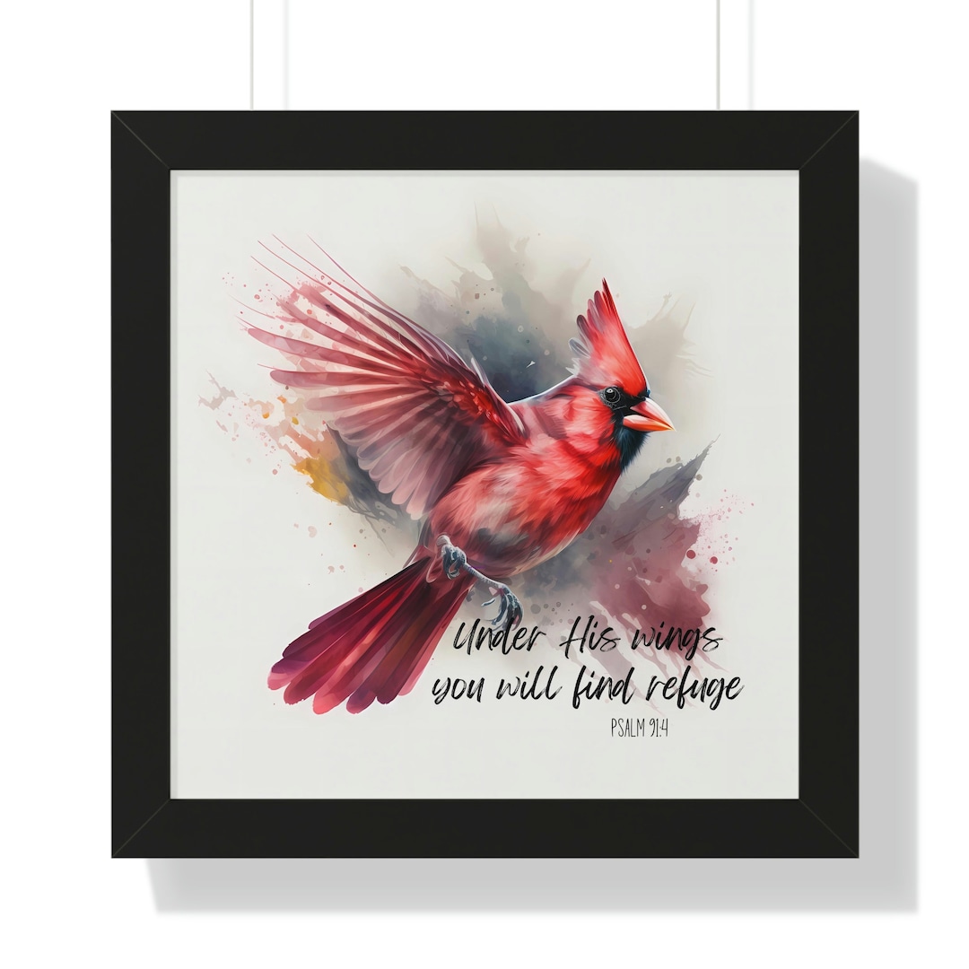 Psalm 91:4 Framed Vertical Scripture Poster, Wall Art, Framed Print ...