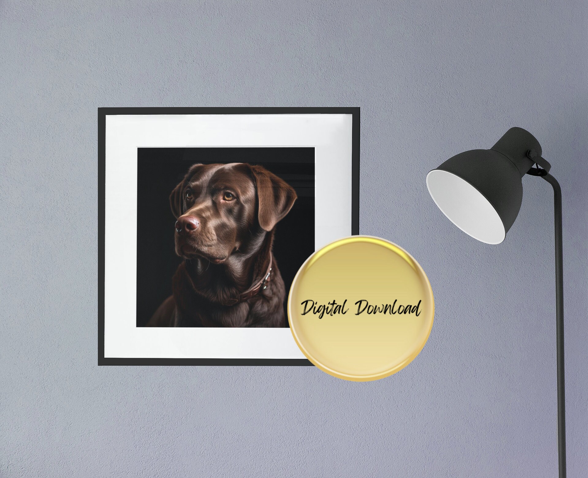 Chocolate Labrador Portrait Digital Download Bundle, Gift for Man Cave ...