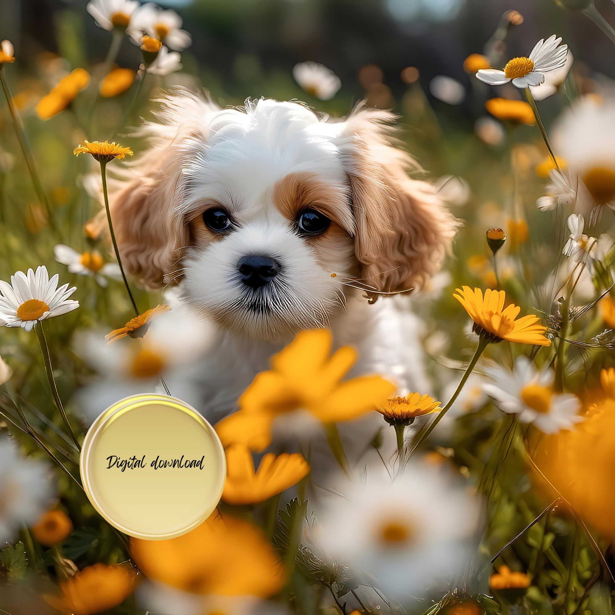 Cutest Puppies in Field of Daisys Digital Download, Printable Files ...