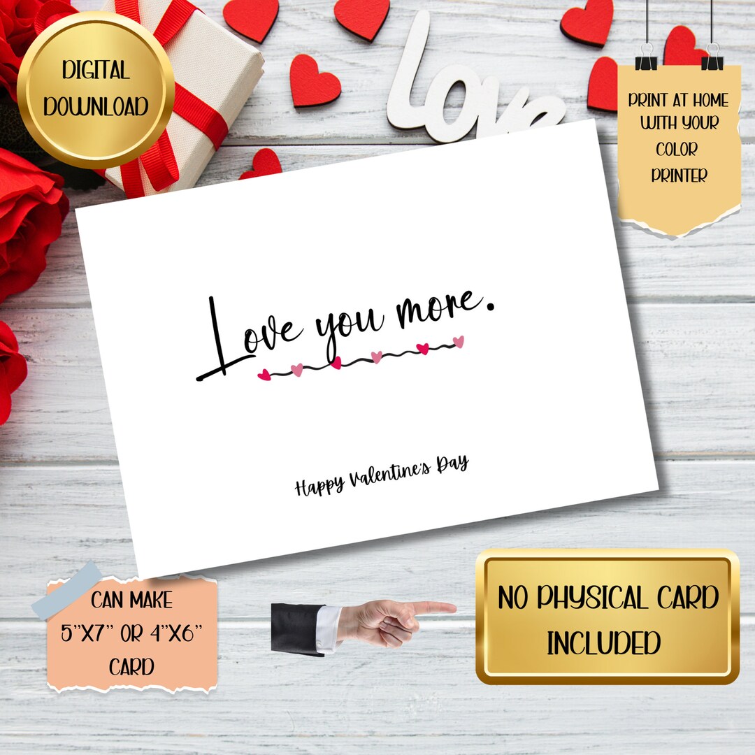 Valentine Card Print at Home Digital Download Printable DIY Happy ...