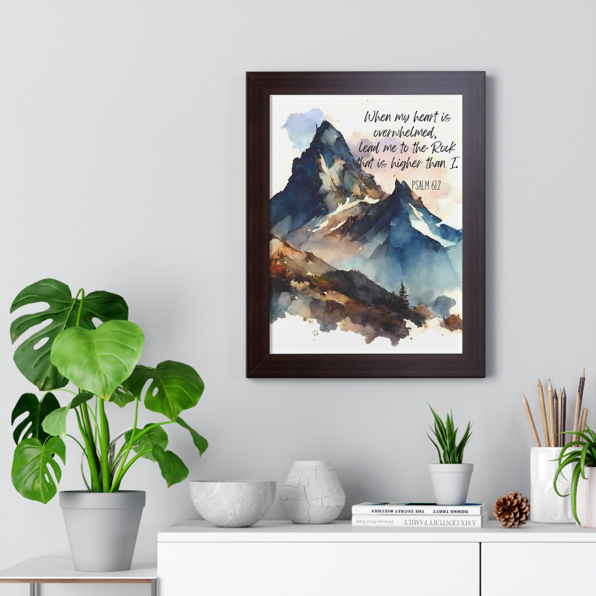 Psalm 61:2 Framed Vertical Scripture Poster, Wall Art, Framed Print ...