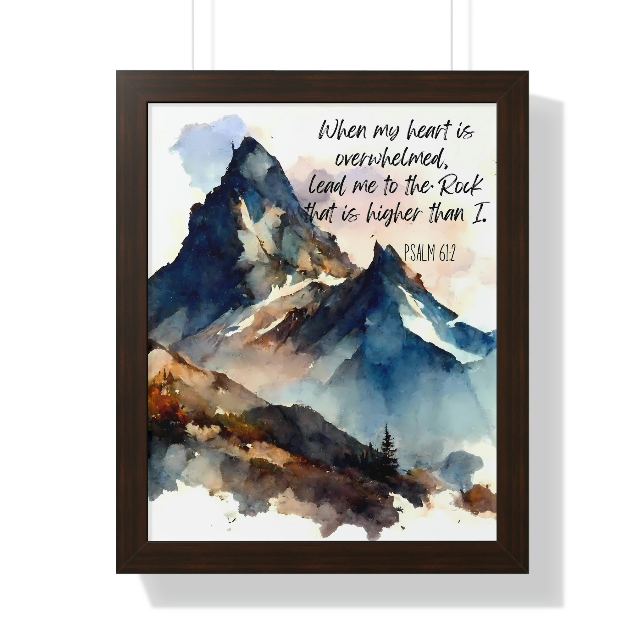 Psalm 61:2 Framed Vertical Scripture Poster, Wall Art, Framed Print ...