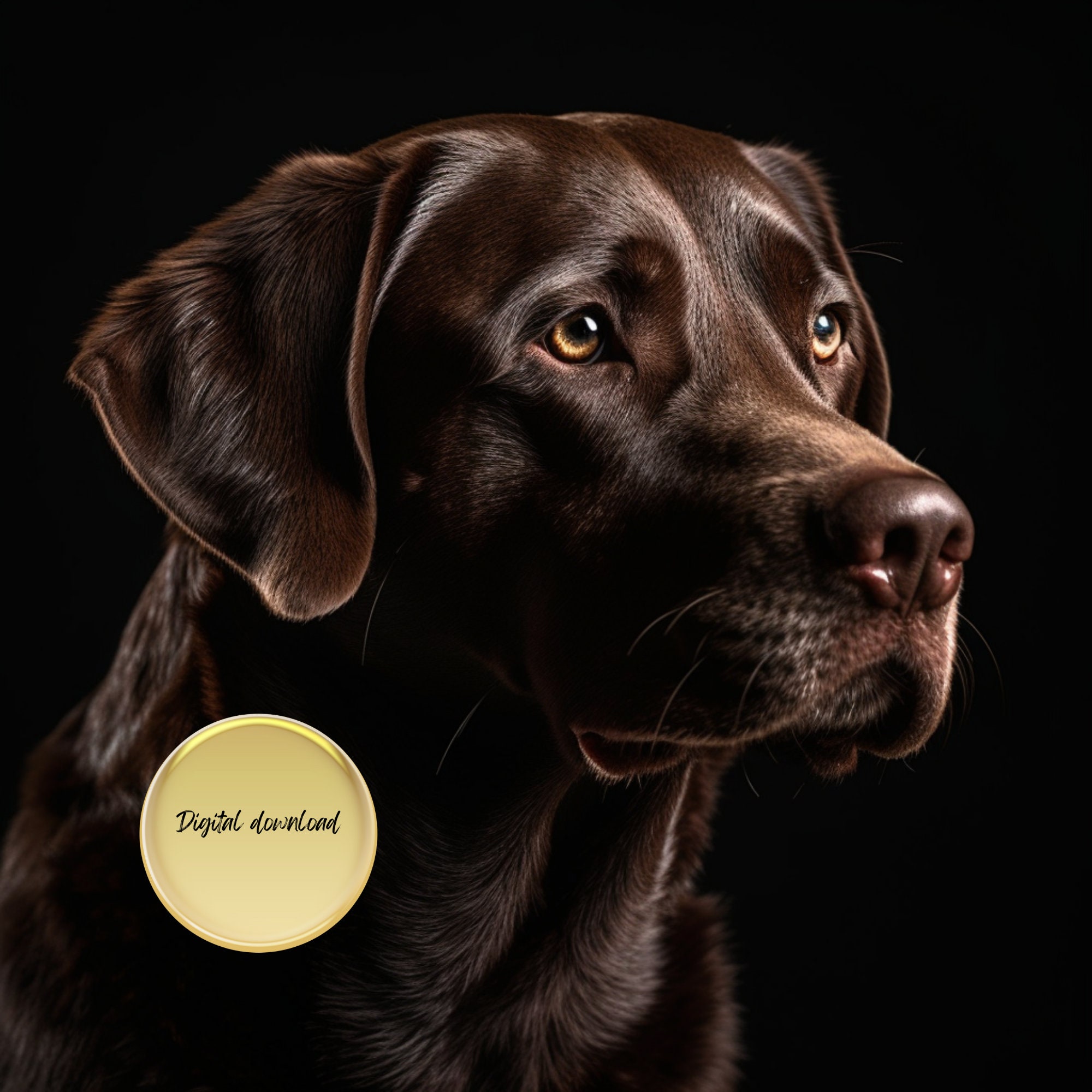Chocolate Labrador Portrait Digital Download Bundle, Gift for Man Cave ...