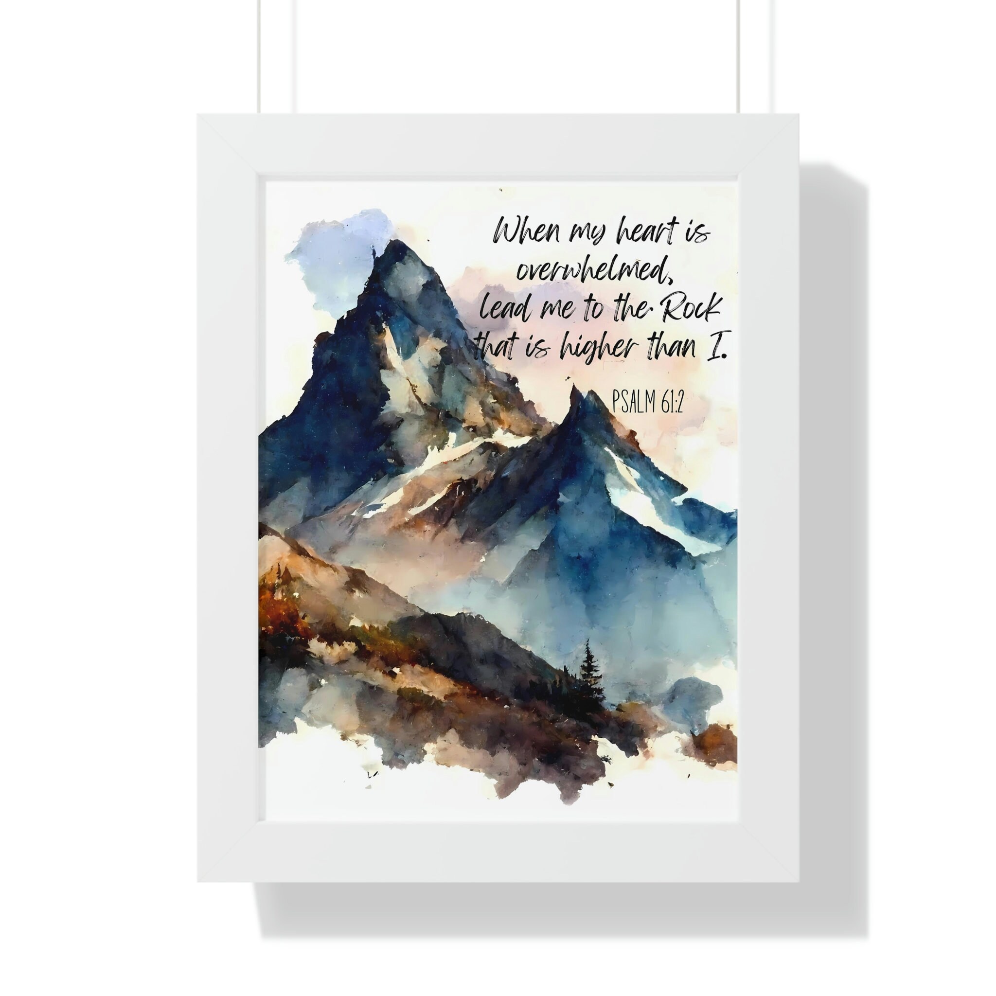Psalm 61:2 Framed Vertical Scripture Poster, Wall Art, Framed Print ...