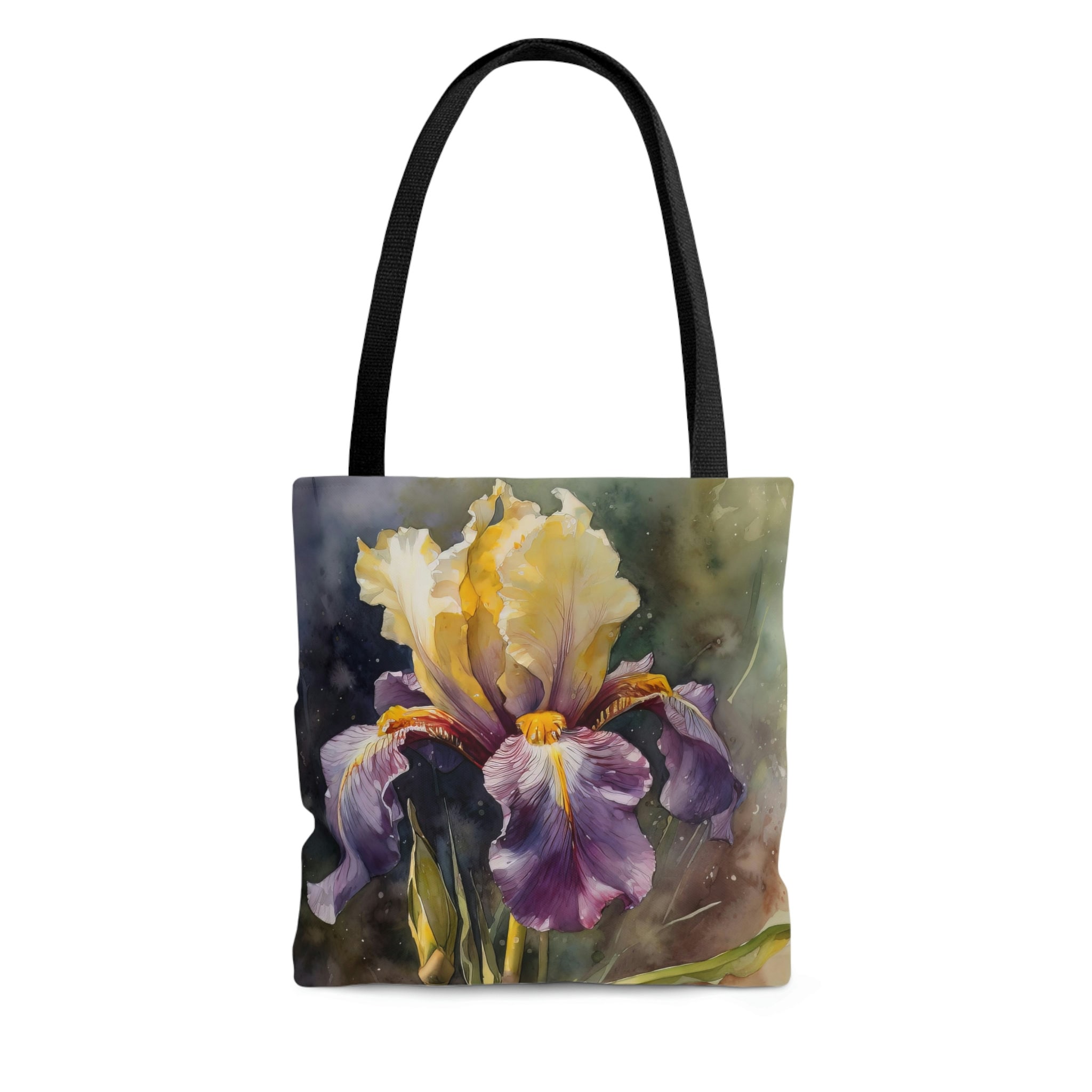 Watercolor Iris Tote Bag, Floral Polyester Tote, Aesthetic Bag, Beach ...