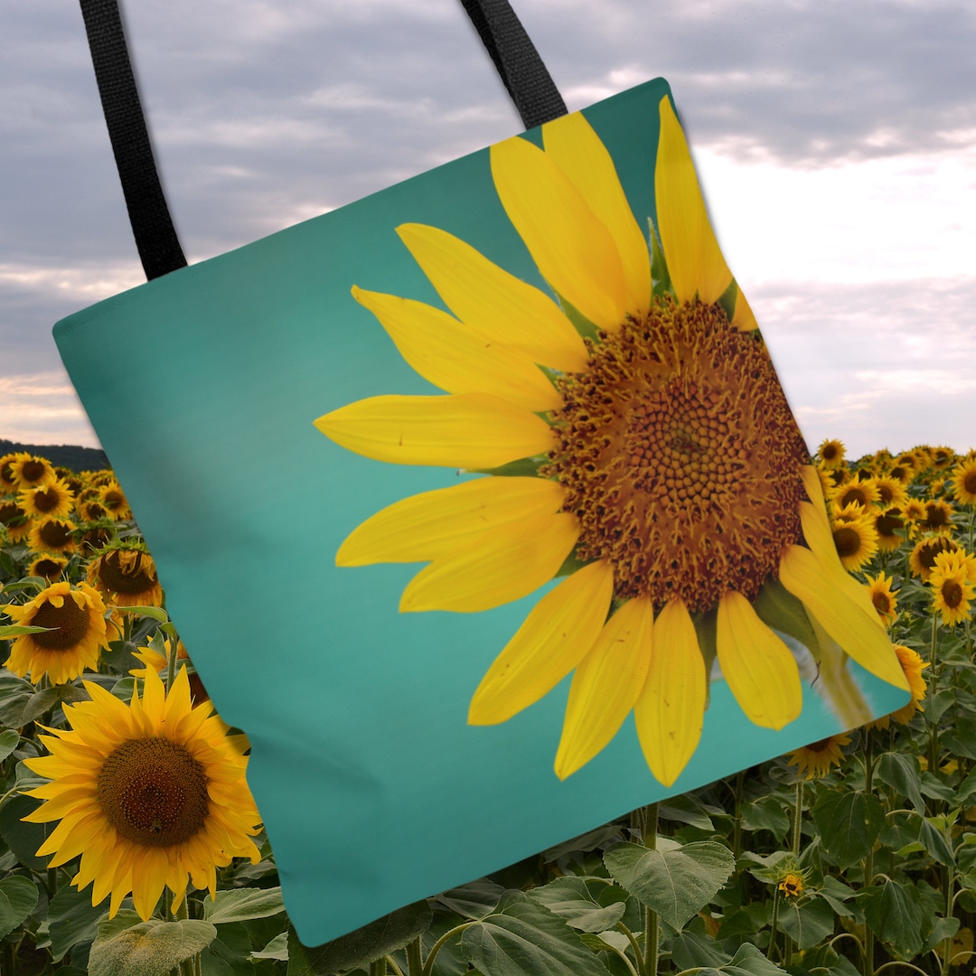 Sunflower Tote Bag, Sunflower and Teal Bag Can Be Used for Shopping ...