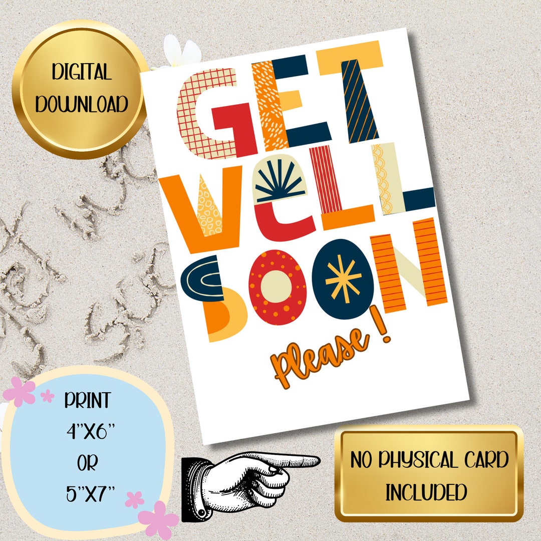 Print at Home Get Well Soon Card Digital Download Printable Feel Better ...