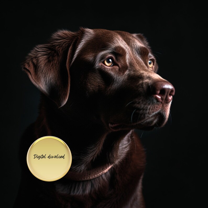 Chocolate Labrador Portrait Digital Download Bundle, Gift for Man Cave ...
