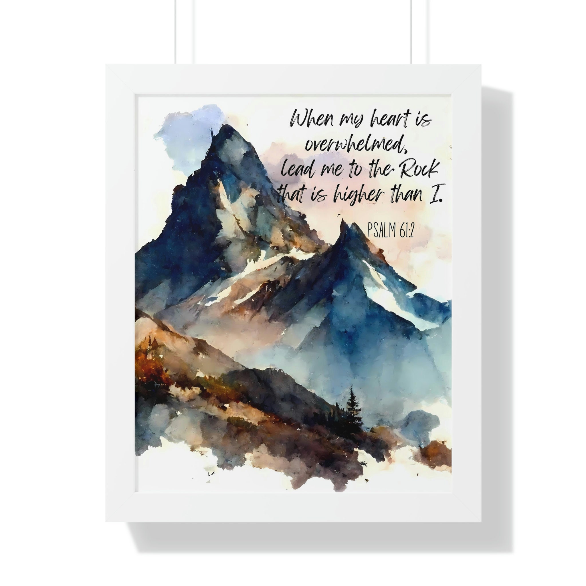 Psalm 61:2 Framed Vertical Scripture Poster, Wall Art, Framed Print ...