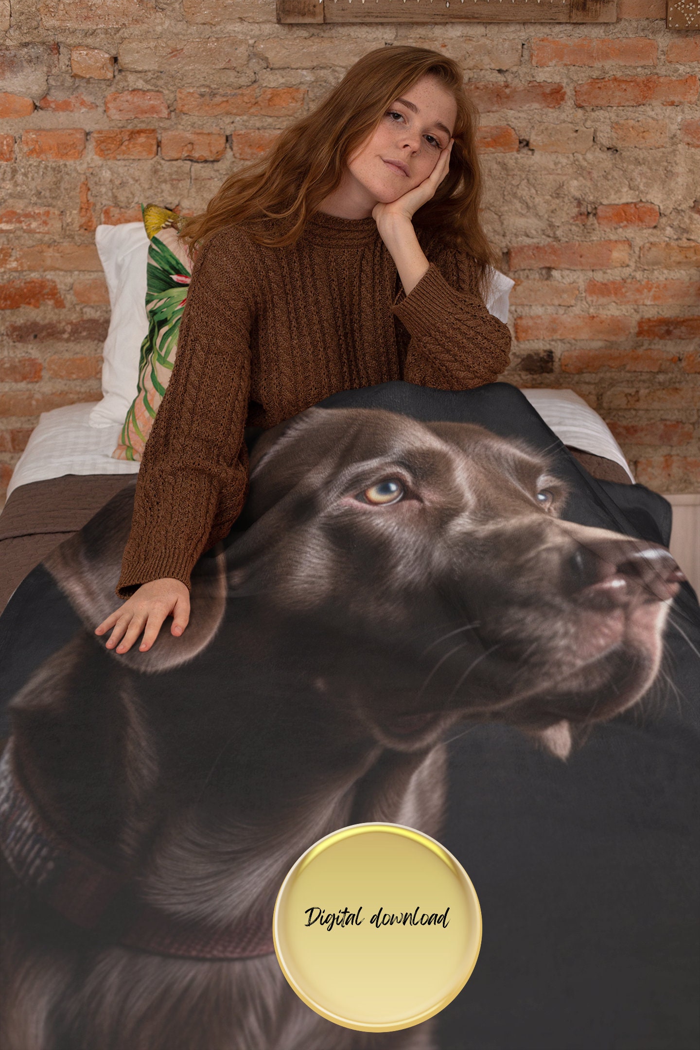 Chocolate Labrador Portrait Digital Download Bundle, Gift for Man Cave ...