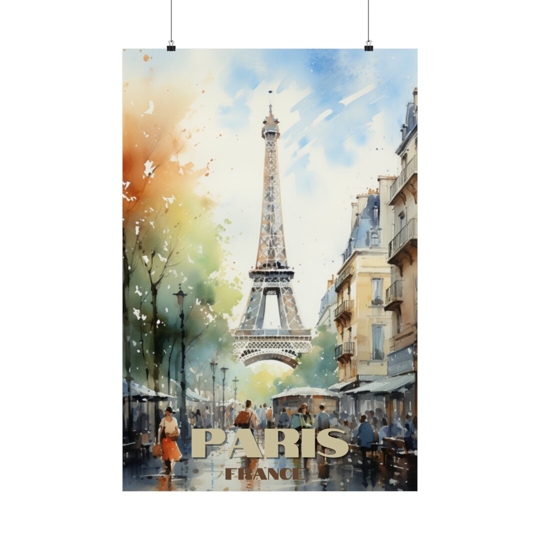 Paris France Matte Watercolor Vertical Poster2, Travel Art - Etsy