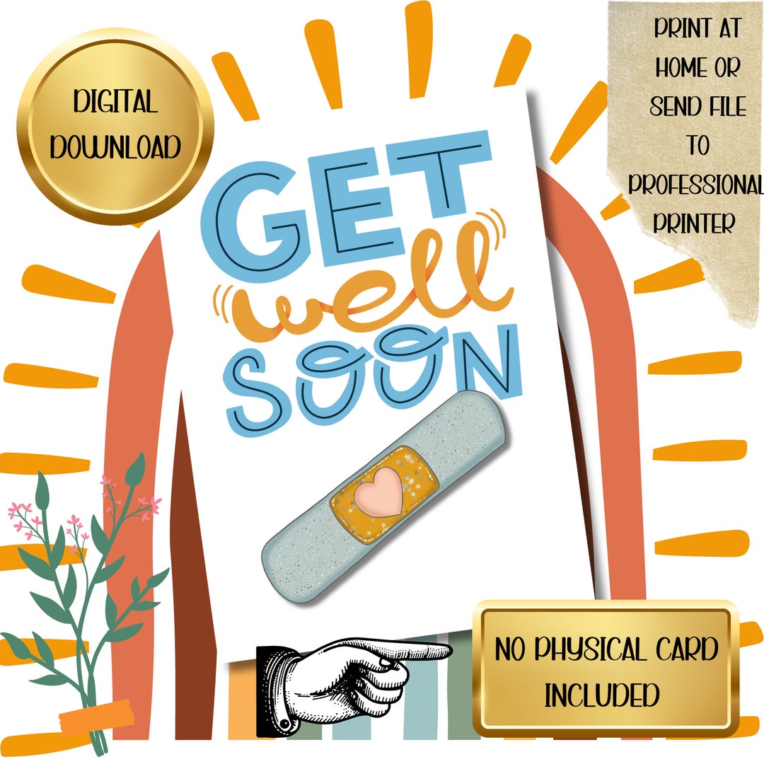 Print at Home Get Well Soon Card Digital Download Printable Feel Better ...