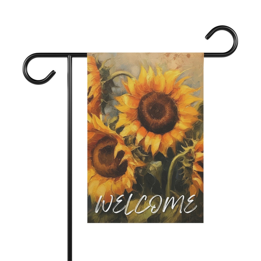 Welcome Yard Flag, Sunflowers Banner, Homewarming Gift, Unique Yard ...