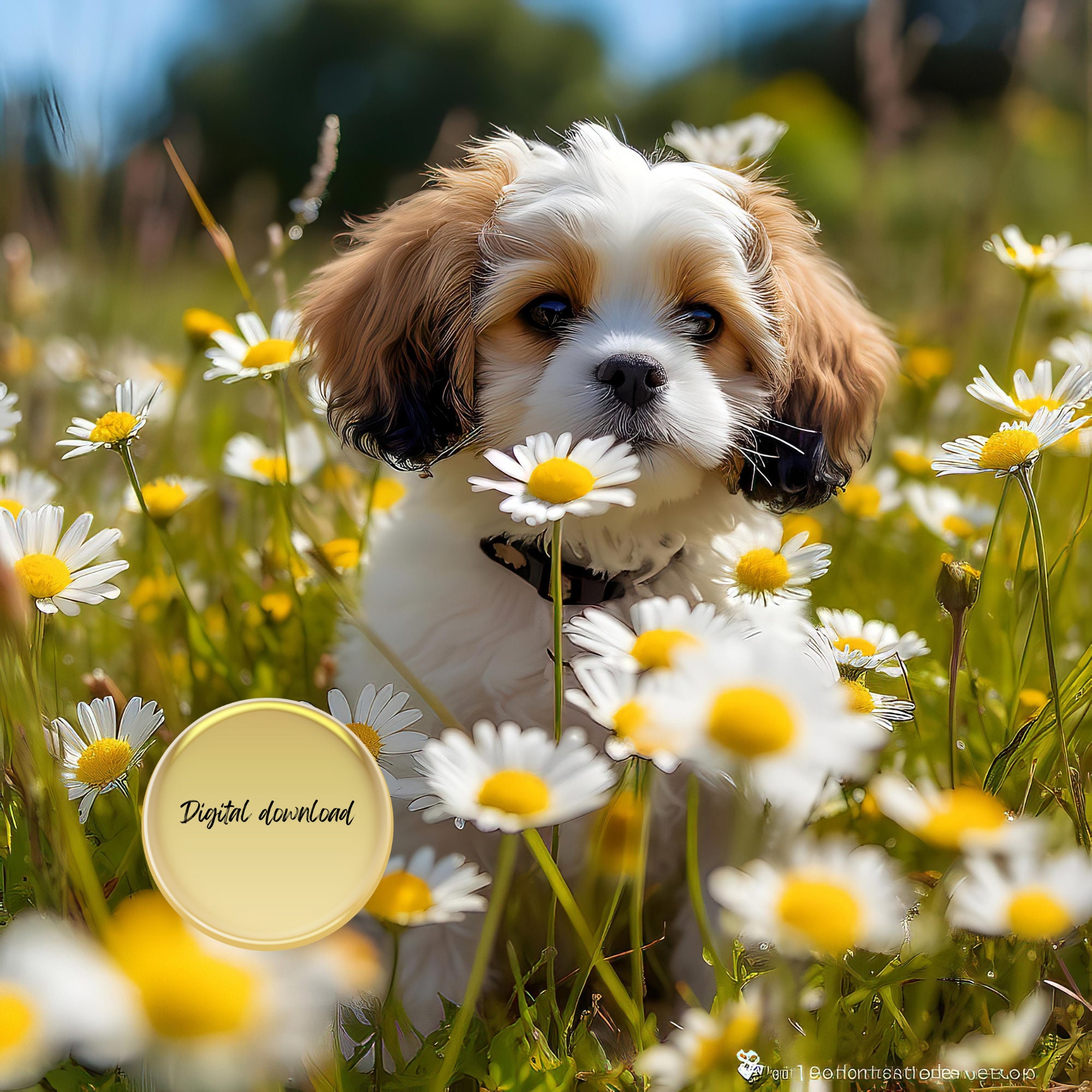 Cutest Puppies in Field of Daisys Digital Download, Printable Files ...
