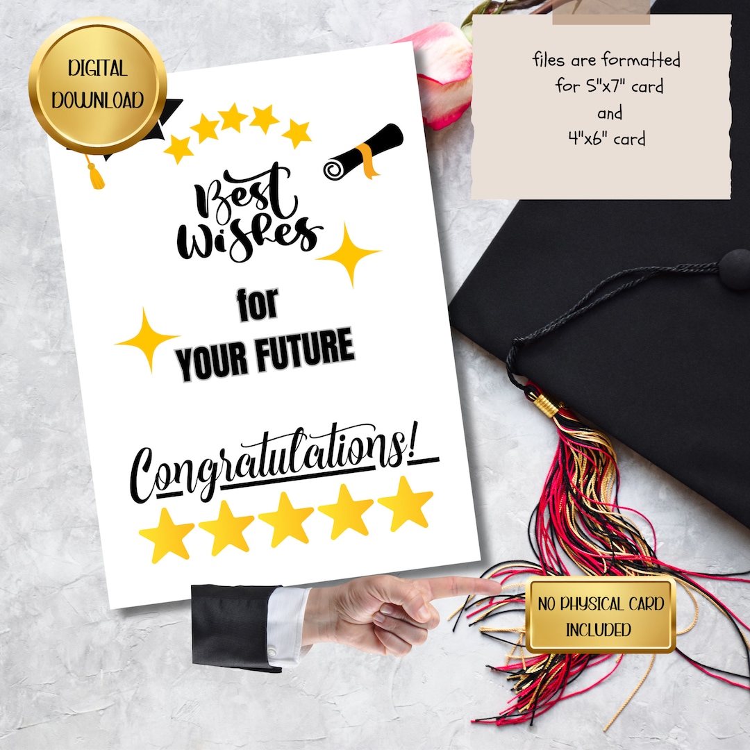 Graduation Congratulations Card Instant Digital Download File Printable ...