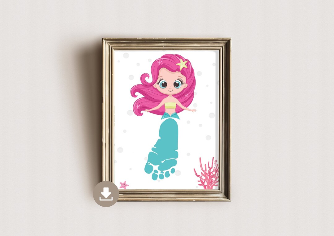 Mermaid Footprint - Little Mermaid Tail Girl - Pink Blue - Children ...