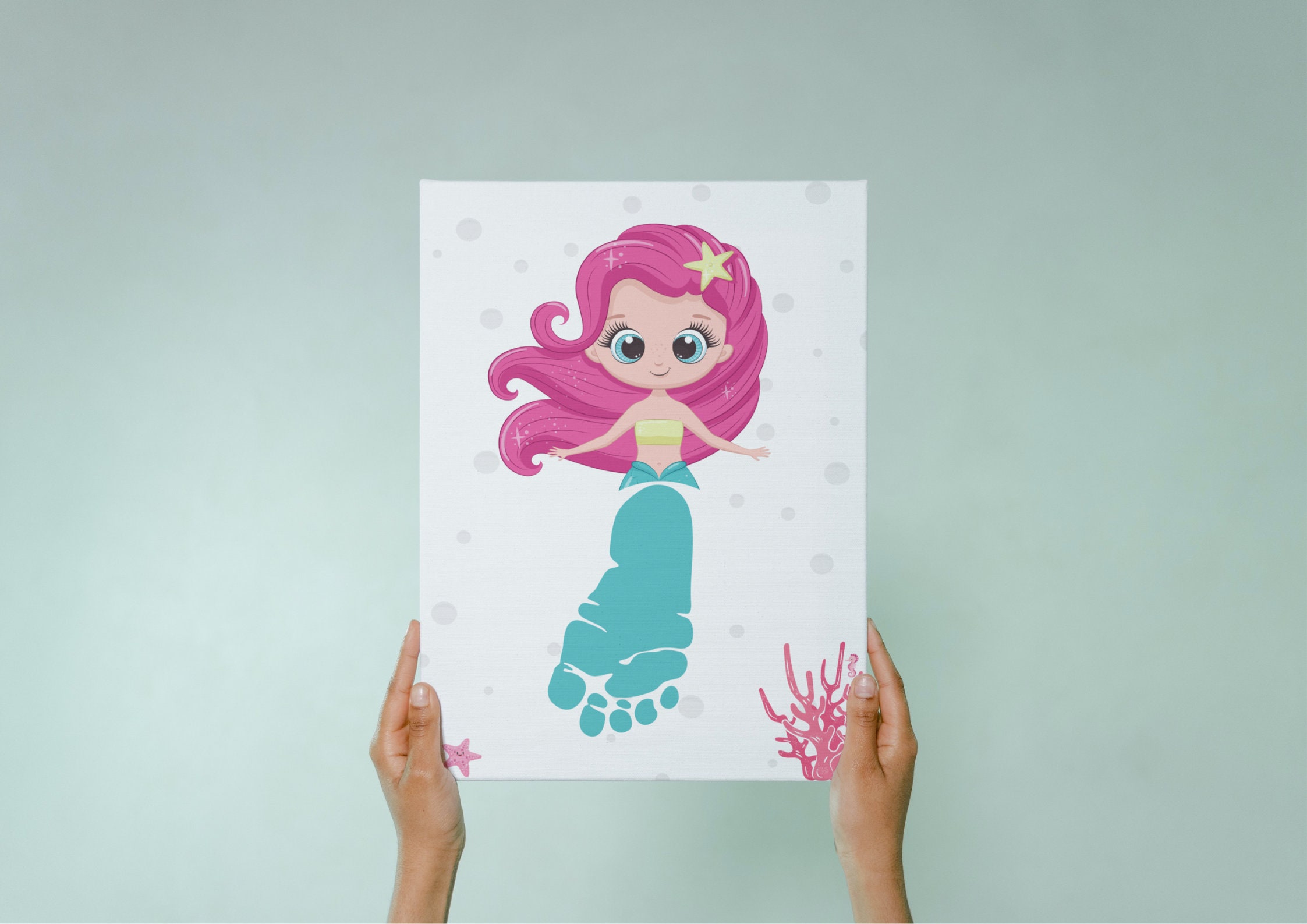 Mermaid Footprint Little Mermaid Tail Girl Pink Blue - Etsy